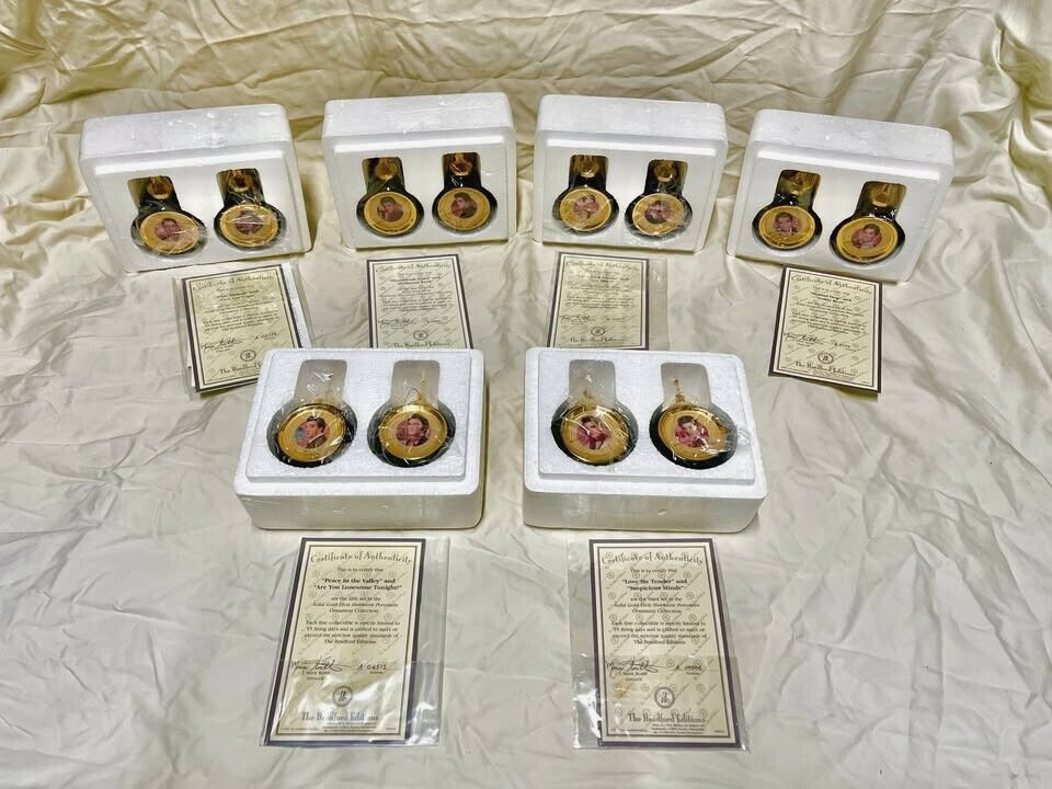 Vintage Bradford Editions Solid Gold Elvis Heirloom Porcelain Ornament ...