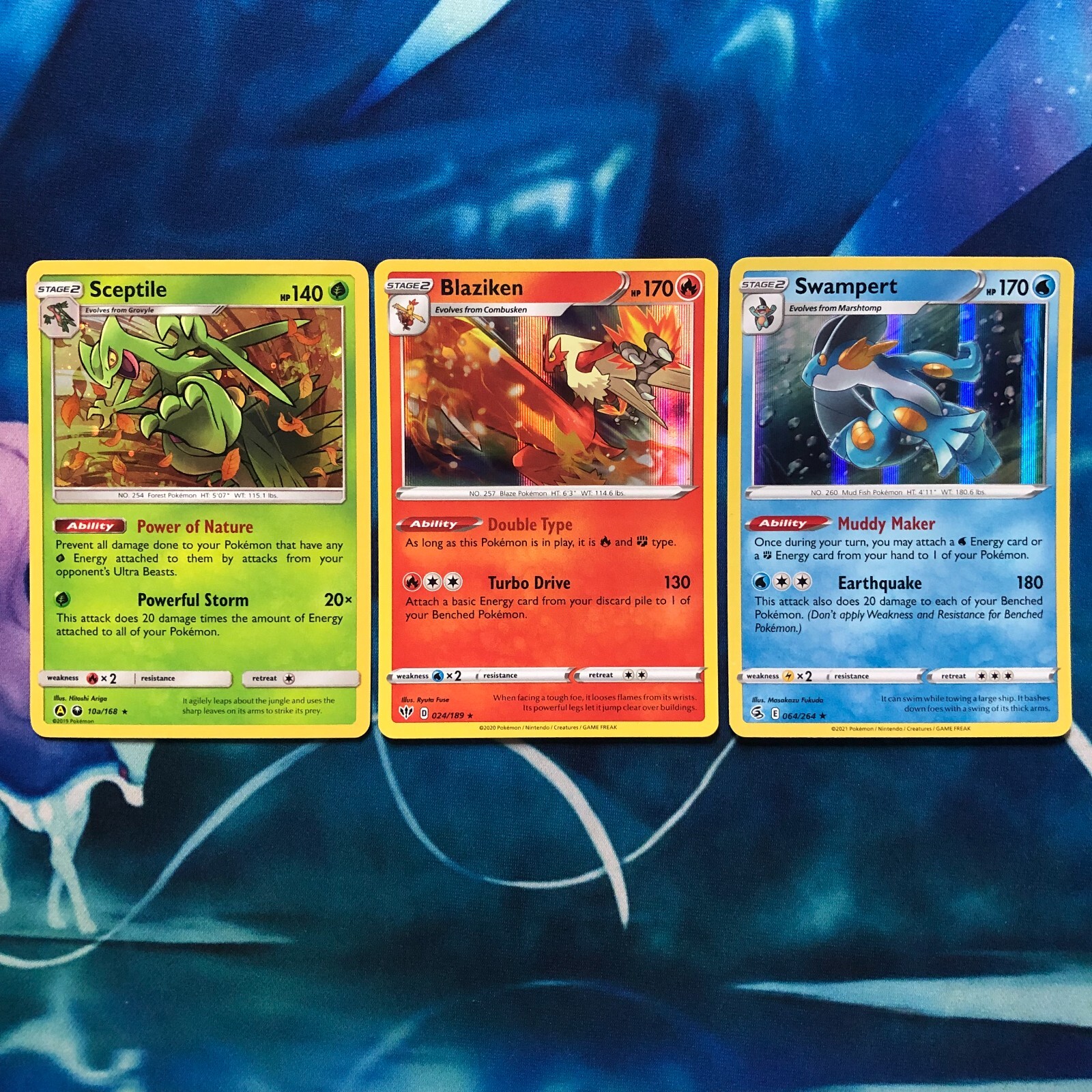Sceptile Blaziken Swampert Holo Rare 3rd Gen Starter Set Lot Pokemon ...