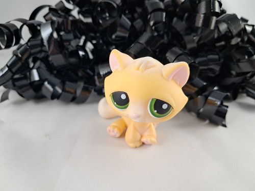 Littlest Pet Shop Rare Winter Tube Light Yellow Tabby Cat White Frosted ...