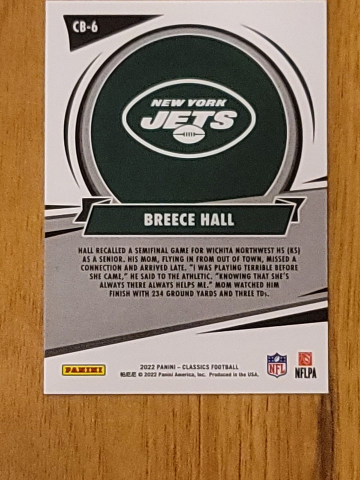 2022 Classics H2 Classic Beginnings🏈 #CB-6🔥Breece Hall🔥NY Jets SILVER ...