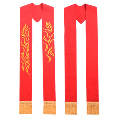 Christian Catholic Fire Embroidery Stole Red Pastor Clergy Stole With ...