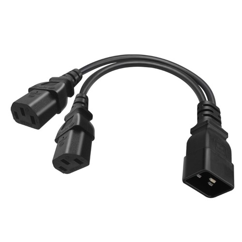IEC 320 C20 Male to 2x C13 Female Splitter Adapter Cable Power Cord 1FT ...