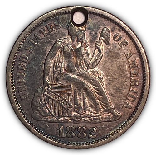 1882 Love Token Seated Liberty Silver Dime Almost Uncirculated AU Coin ...
