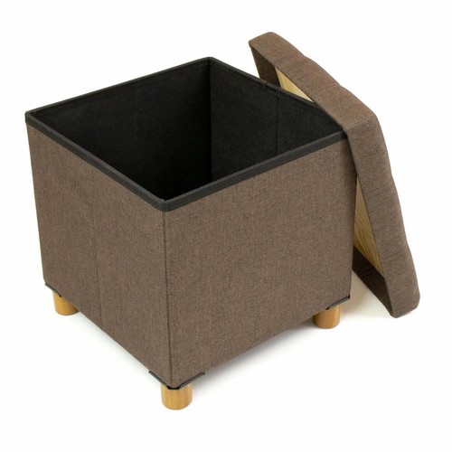 Collapsible Cube Storage Foot Stool with Tray, Brown | eBay