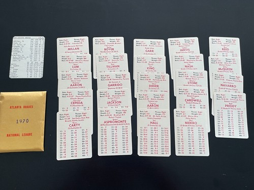 1970 APBA Baseball Atlanta Braves Team Set (24 Cards) Hank Aaron | eBay