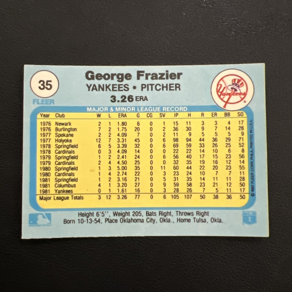 Vintage Baseball Autographed Card George Frazier | eBay