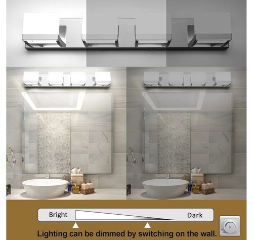 Tipace Dimmable Modern 4 Lights LED Vanity Light for Bathroom Up and ...