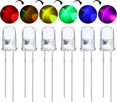 100pcs 5mm Rgb Multicolor Slow Flashing LED Diode Multi-color Blinking ...