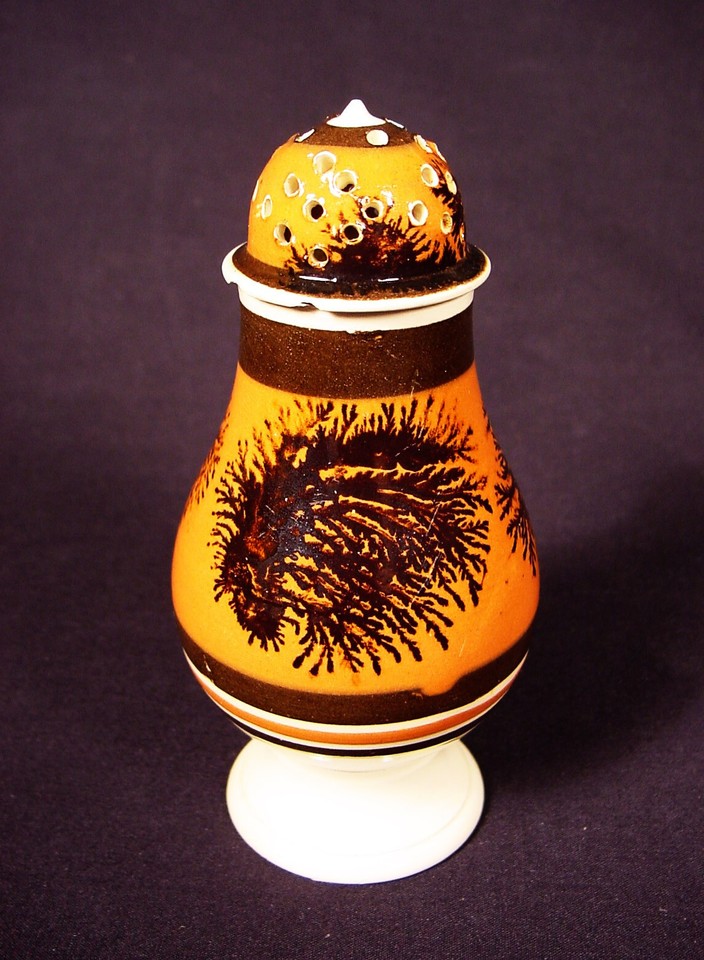 RARE 1800s MOCHA WARE SEAWEED PEPPER POT MOCHAWARE PEARLWARE ...