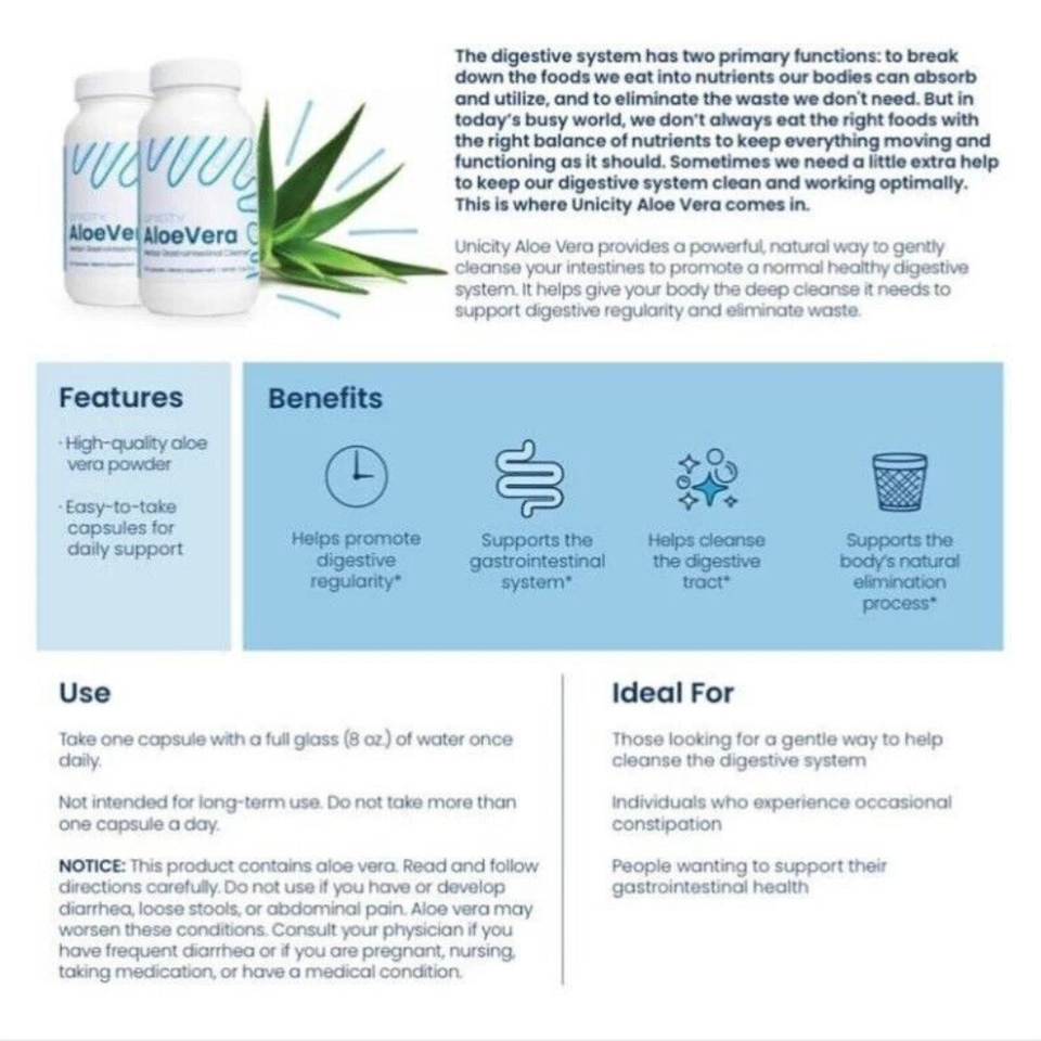 Unicity Aloe Vera Dietary Supplement Digestive Health Support - 50 ...