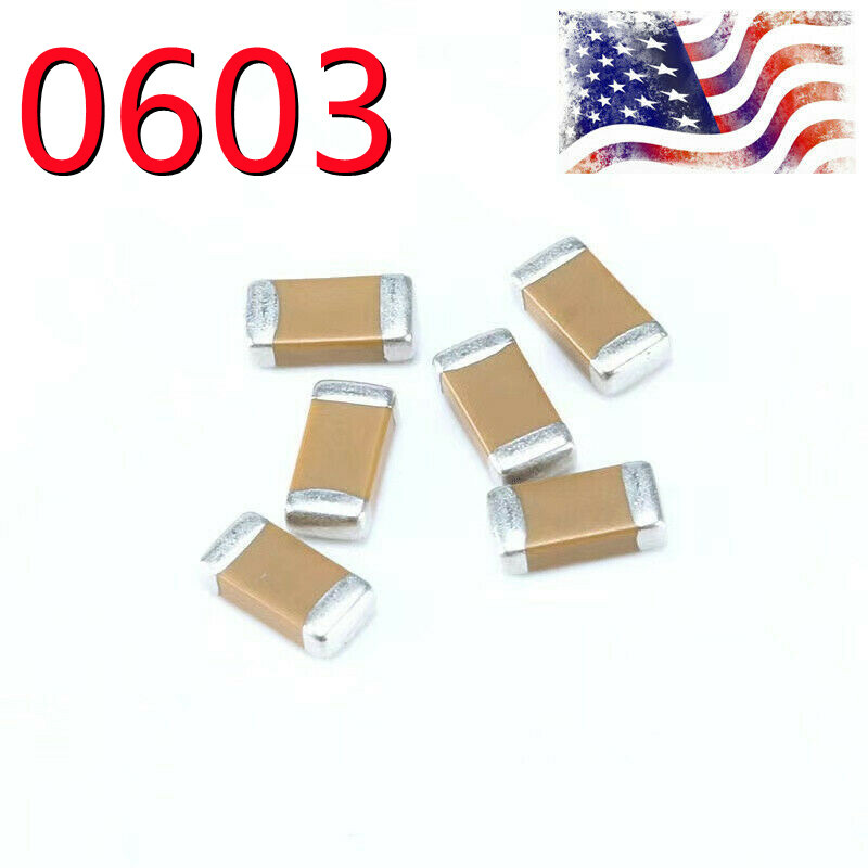 10 pcs 0603 SMD Capacitor 50V Choose From 0.5pF to 2.2uF 90 Values US ...