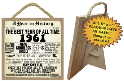 1961 A Year in History Birthday Fun Facts Sign Hang or Stand Great Gift ...