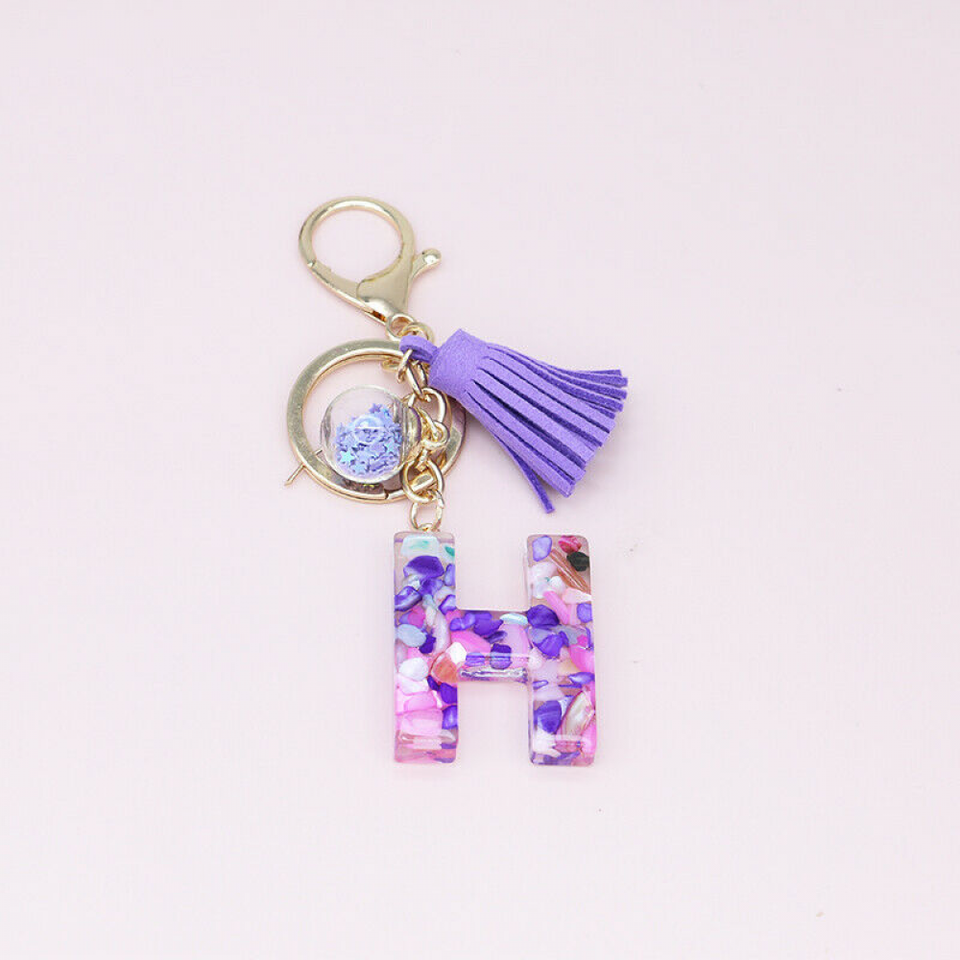 Women Alphabet Keyring Letter A-Z Key Chian with Tassel Key Chain Bag ...
