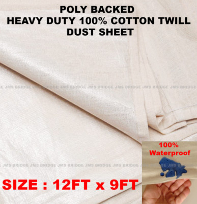 3 x Plastic Backed Cotton Twill Polythene Laminated Dust Sheets Large ...