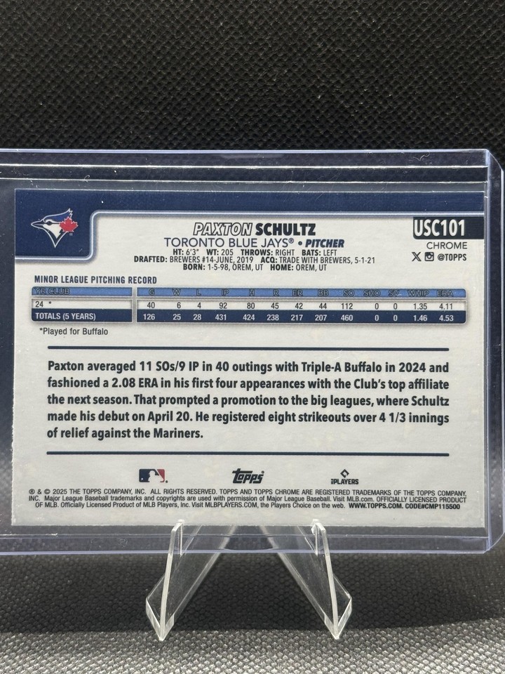 2025 Topps Chrome Update #USC101 Paxton Schultz X-Fractors | eBay