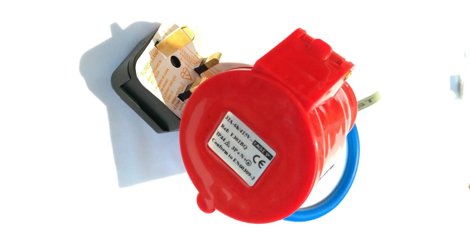 3 PHASE 400V RED 32A PAT TESTING ADAPTER 5 PIN 3 PHASE TEST LEAD FOR ...