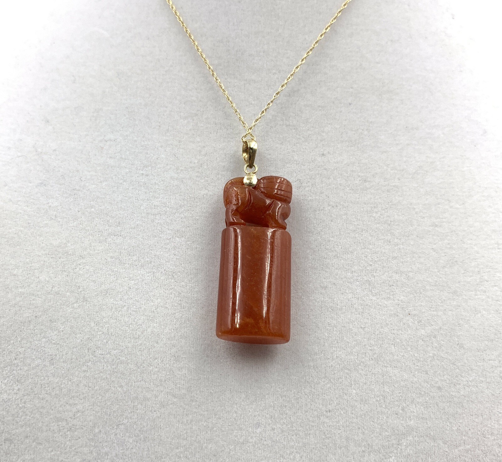 14K Jade Foo Dog Pendant Carved Jadeite | eBay