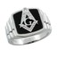 Men's Sterling Silver Black Onyx MASONIC Ring w/ Cubic Zirconia Stones ...