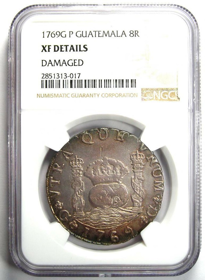 1769-G P Guatemala Pillar Dollar 8 Reales Coin 8R - Certified NGC XF ...