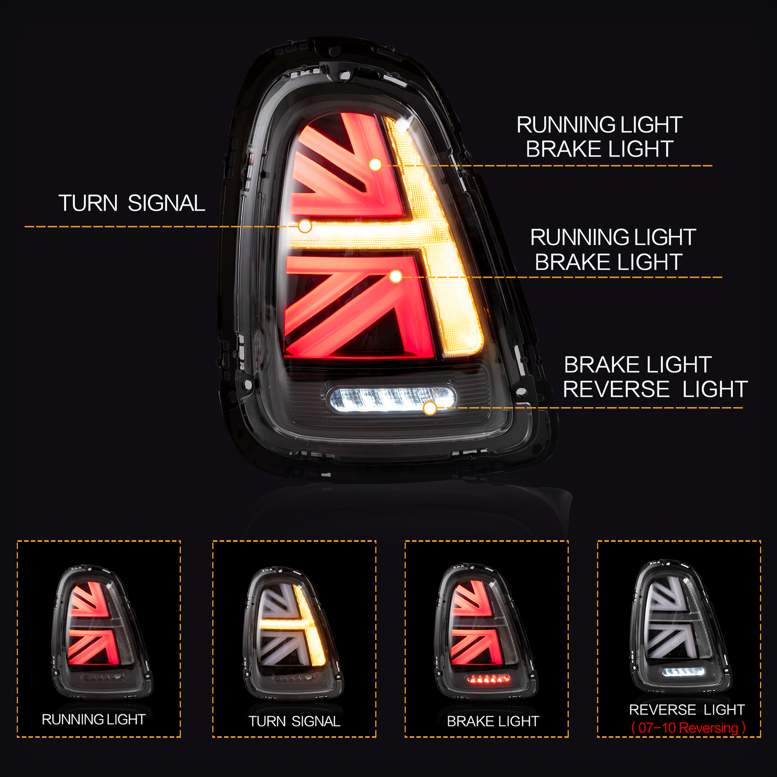 2PCS Clear LED Tail Lights For 2007-2013 BMW Mini Cooper R55 R56 R57 ...