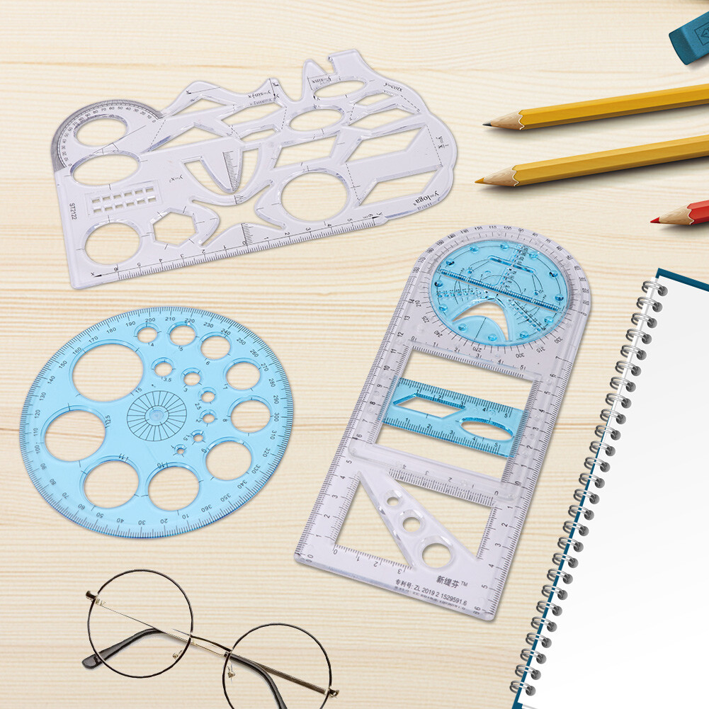 3pcs Geometric Ruler Set Multifunctional Tool DIY Creation Drawing ...