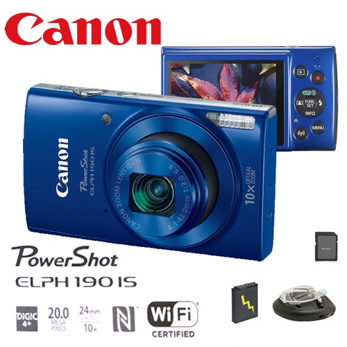Canon PowerShot ELPH 190 IS Digital Camera IS 20MP blue 10x Optical ...