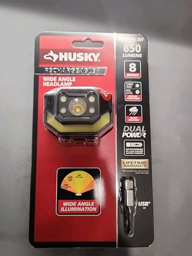 Husky PVL-HLP-0006 850-Lumens Wide Angle Dual-Power Headlamp 1011 429 ...
