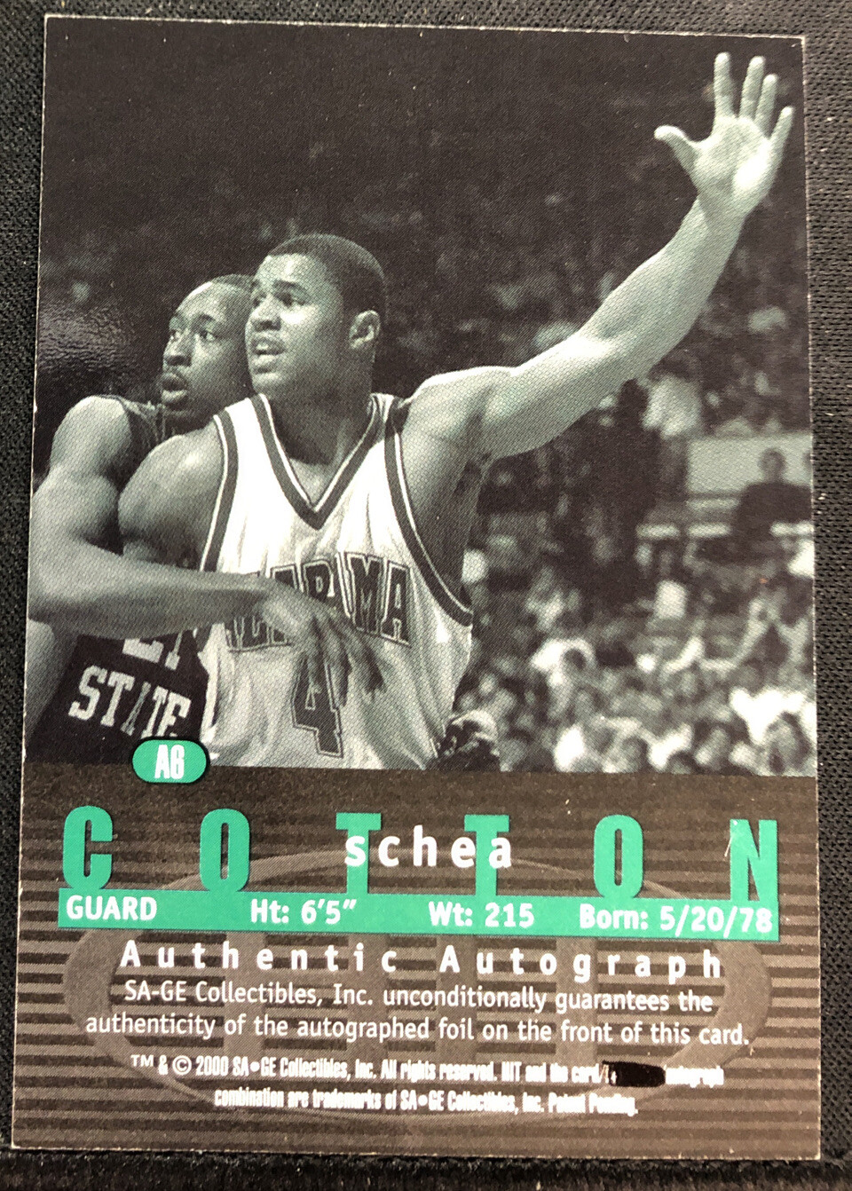 Schea Cotton Alabama Basketball Sage Hit Auto Rookie card - ENN Cards ...