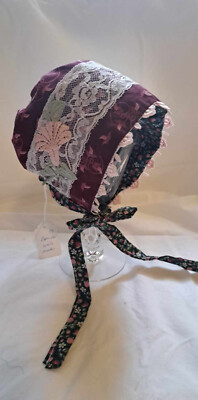 Baby Bonnet-Made with Calico and fun prints trimmed with Vintage trims ...