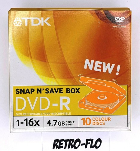 TDK - DVD-R 1-16x 4.7GB - 10 Colour Discs - Snap N Save Box - NEUF | eBay