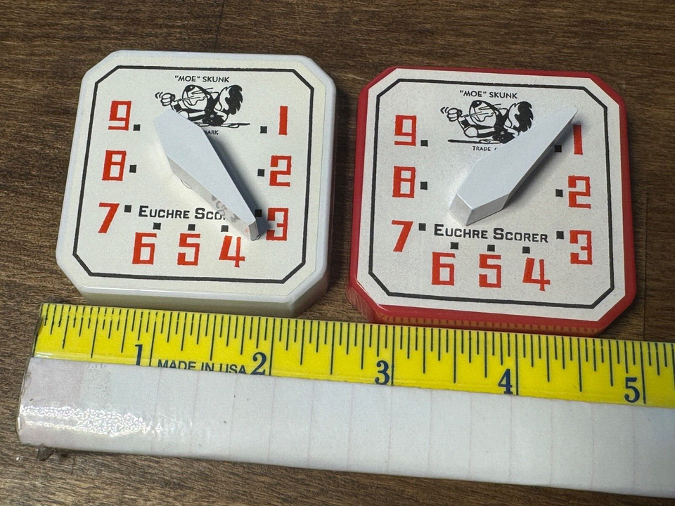 EUCHRE SCORE COUNTERS set of 2 or 4 or 6 colors White/White or White ...