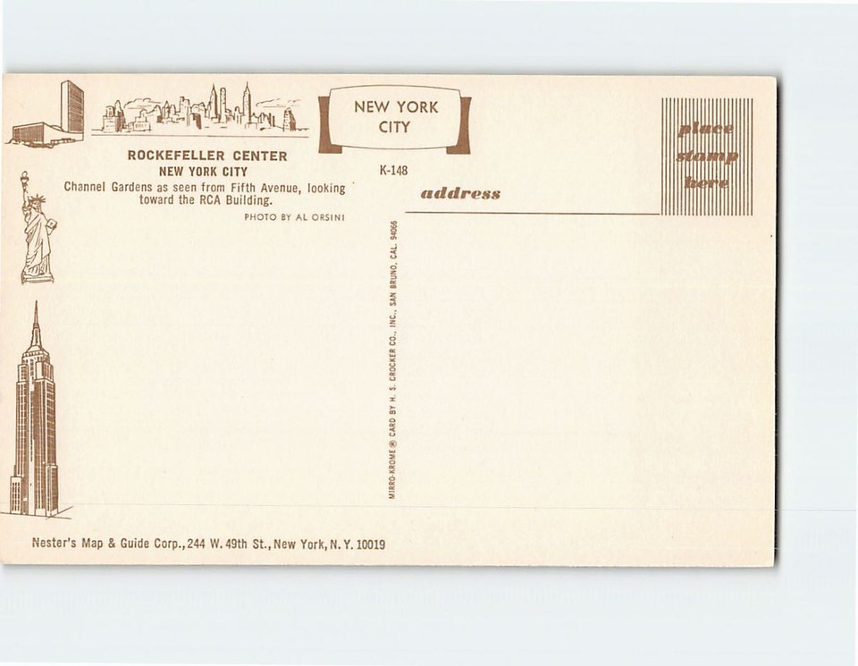 Postcard Channel Gardens Rockefeller Center New York City New York USA ...