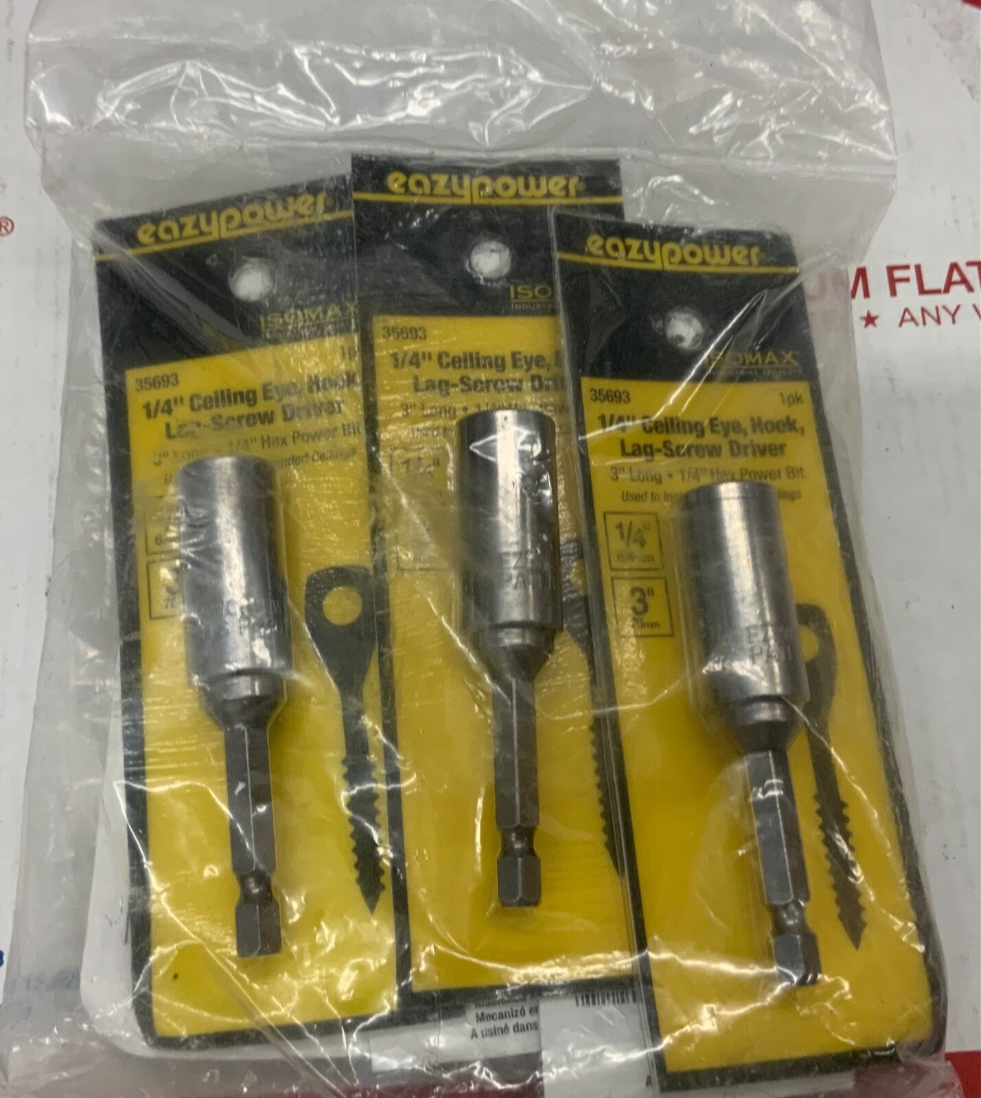 EAZYPOWER 35693 Ceiling Lag Screw Driver,1/4",1/4",3" PK 6 one has 5 ...
