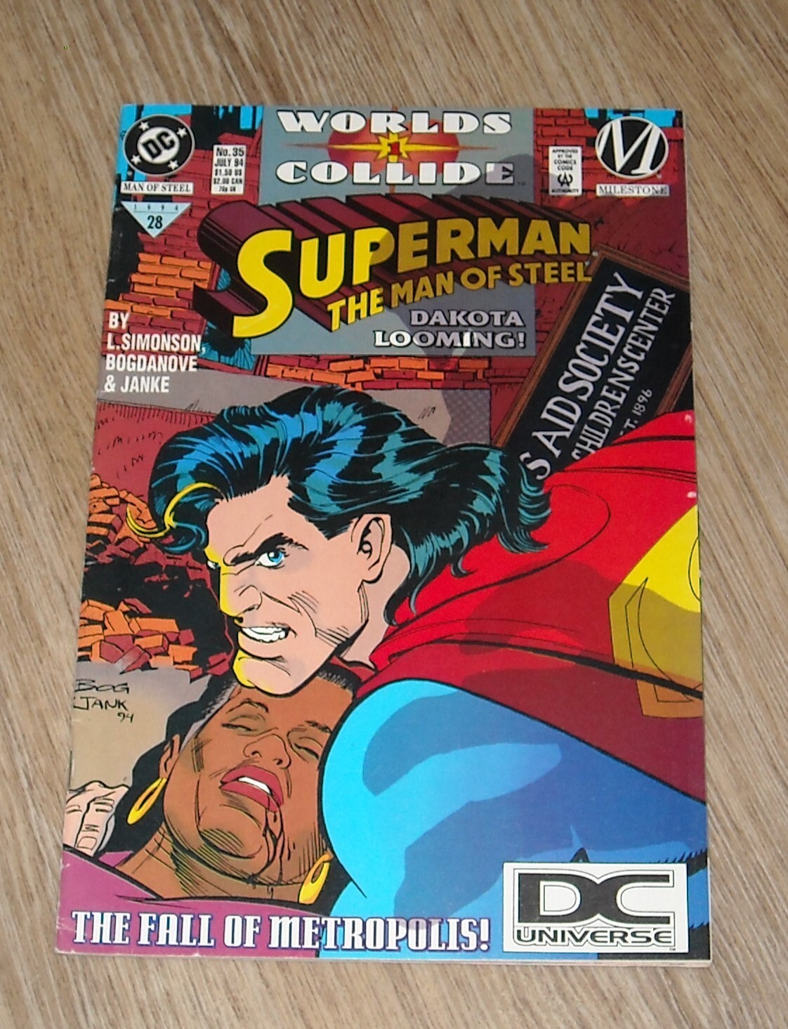 SUPERMAN MAN of STEEL # 28 MILESTONE DC COMICS 1994 UNIVERSE LOGO ...