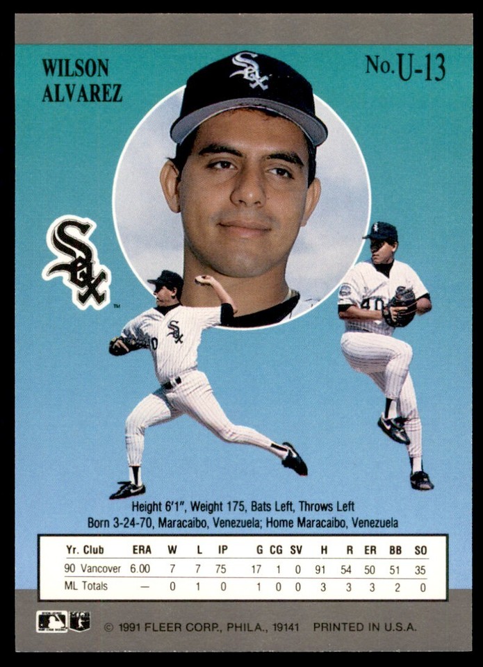 1991 Fleer Ultra Update Wilson Alvarez Baseball Cards #U-13 | eBay