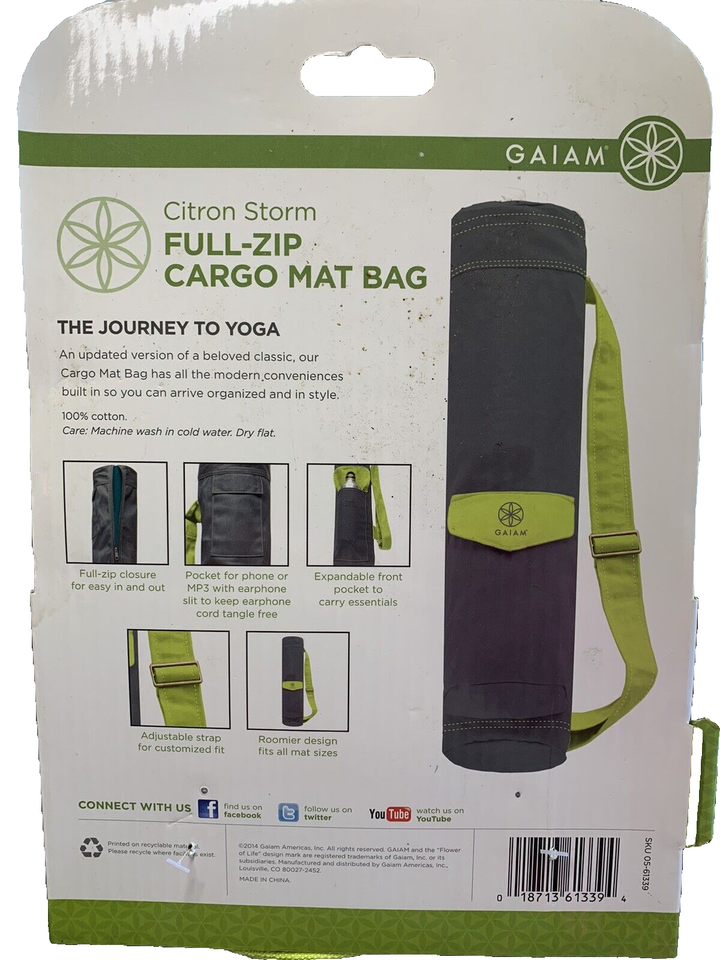 Gaiam Full-Zip Cargo Mat Bag Citron Storm Color | eBay