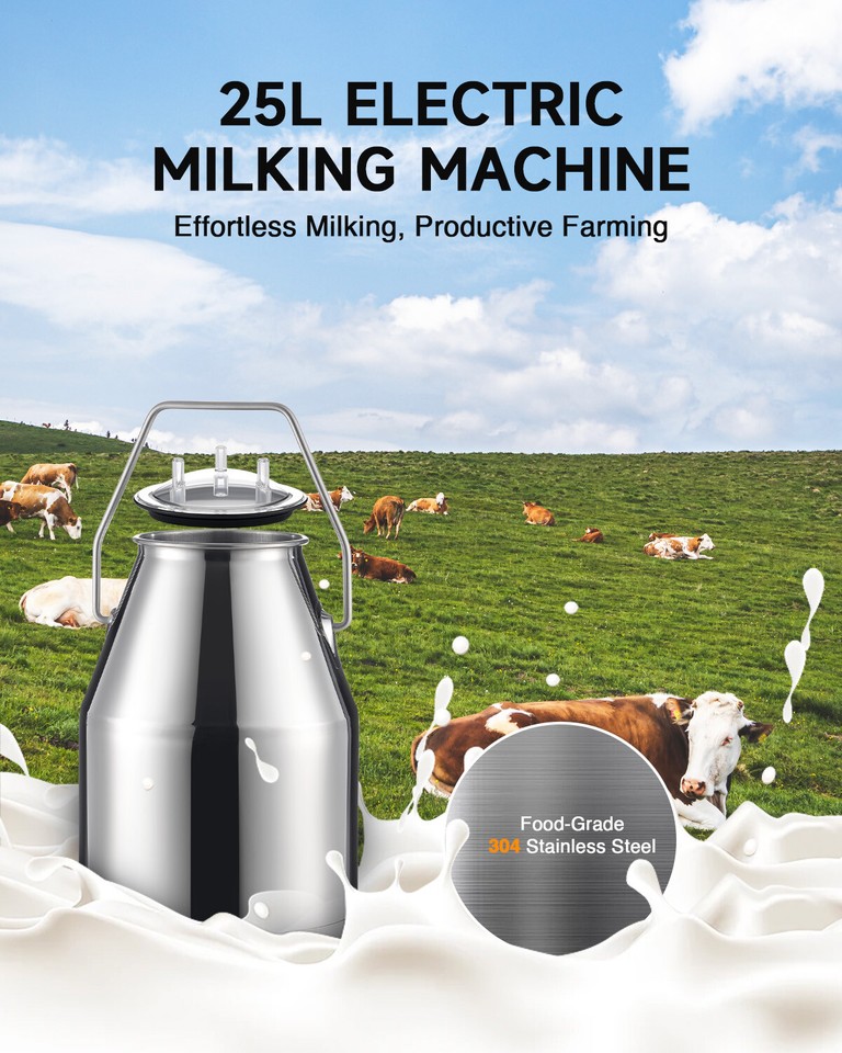 CREWORKS Electric Milking Machine Cow Milking Equipment 25L 304 ...