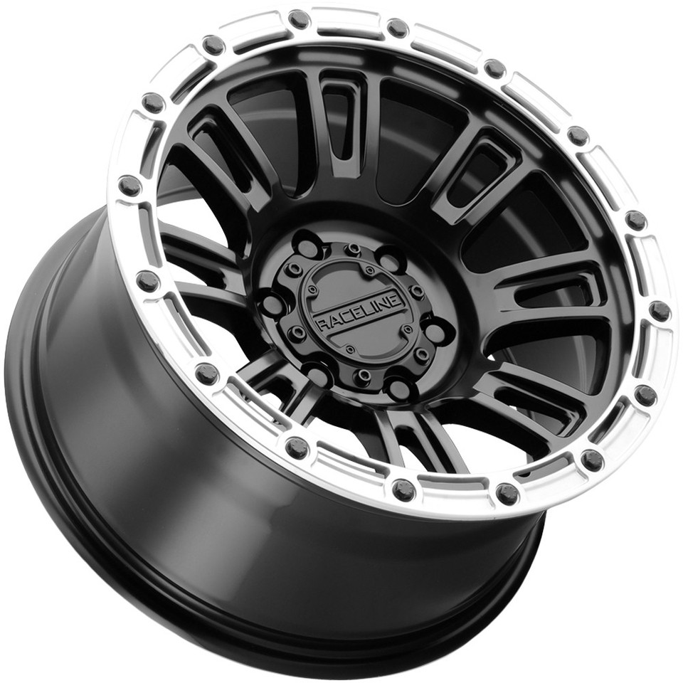 (4) Raceline 956BS Compass 17x9 6x135 -12mm Black/Silver Wheels Rims 17 ...