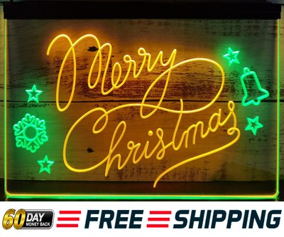Merry Christmas Xmas LED Neon Light Sign Home Bar Party Tree Wall Art ...