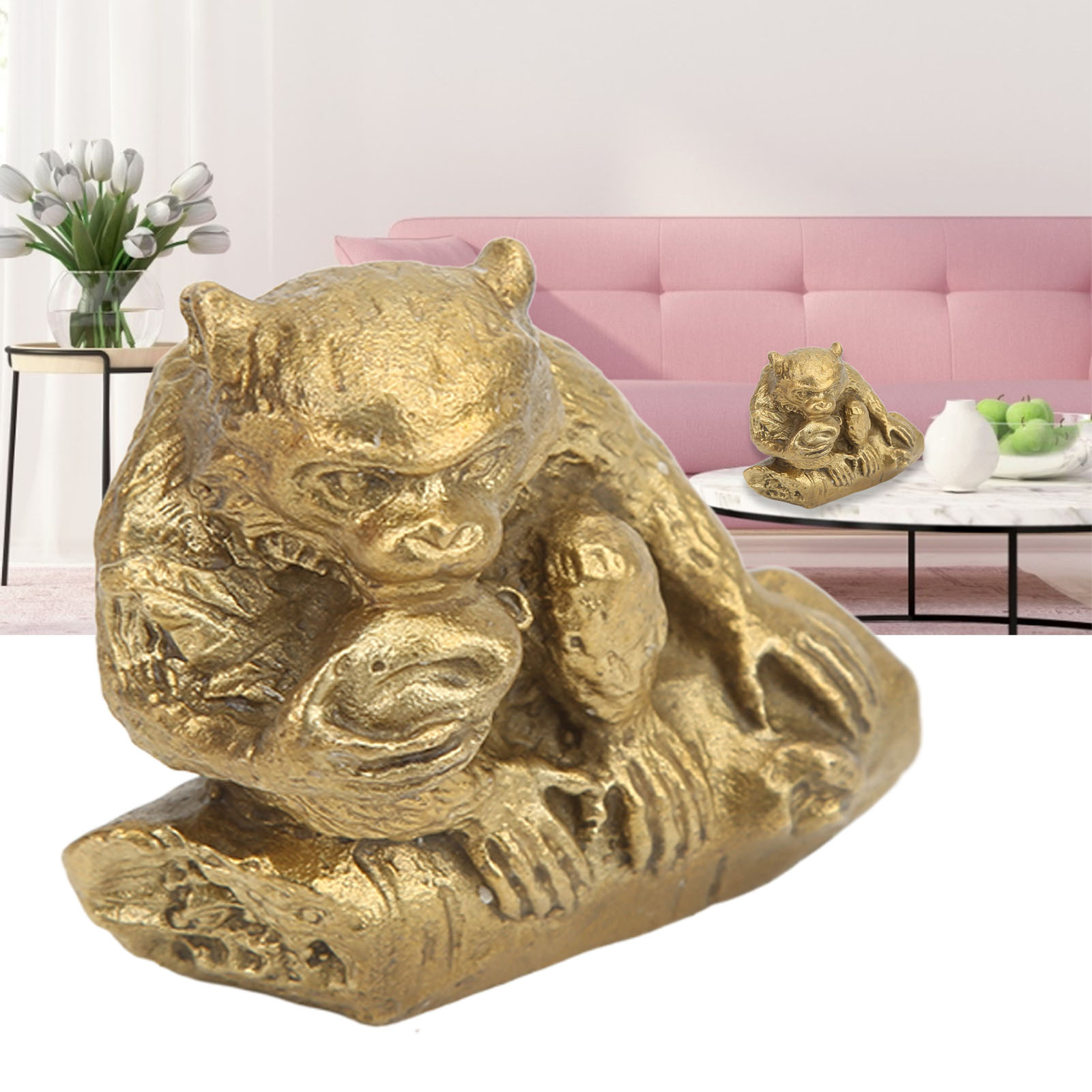 Brass Monkey Statue Vivid Image Size Monkey Figurines For Collection ...