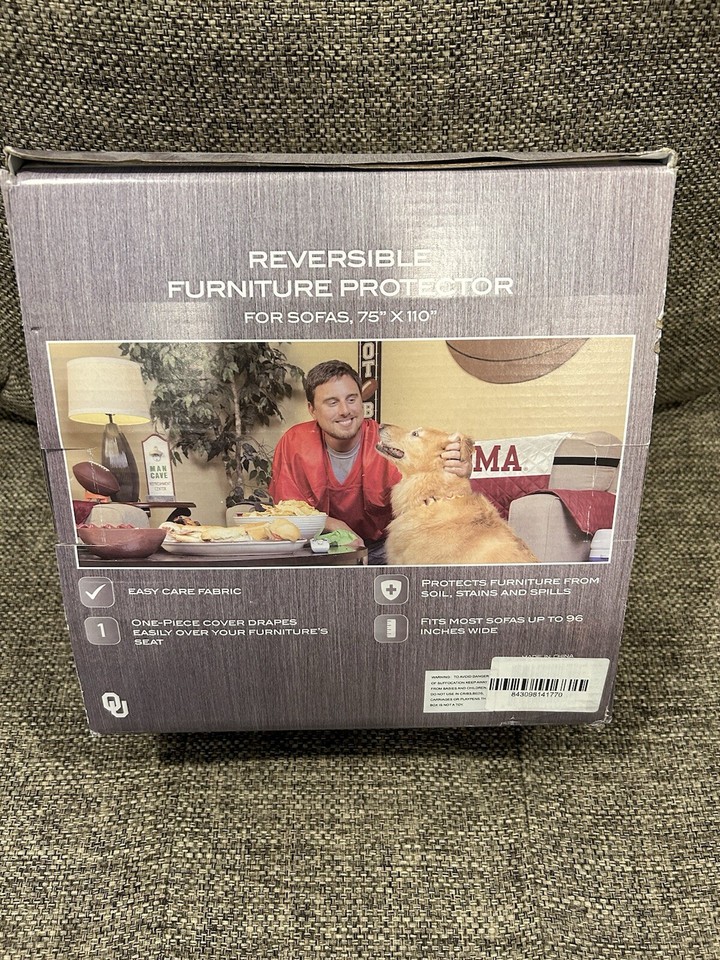 NEW Oklahoma Sooners Sofa Furniture Couch Reversible Protector 75” X ...
