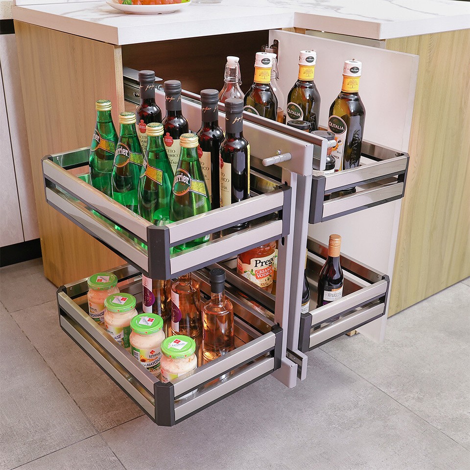 Blind Corner Pull Out Larder Kitchen Pantry Cupboard Cabinet Storage ...