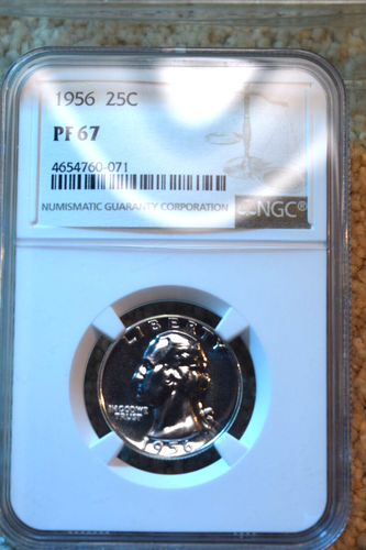 1956 WASHINGTON QUARTER NGC CERTIFIED PF--67 MAGNIFICENT GEM PROOF COIN ...