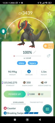 Shiny Haxorus Legacy ( Breaking Swipe ) Pokemon Trade Go | eBay