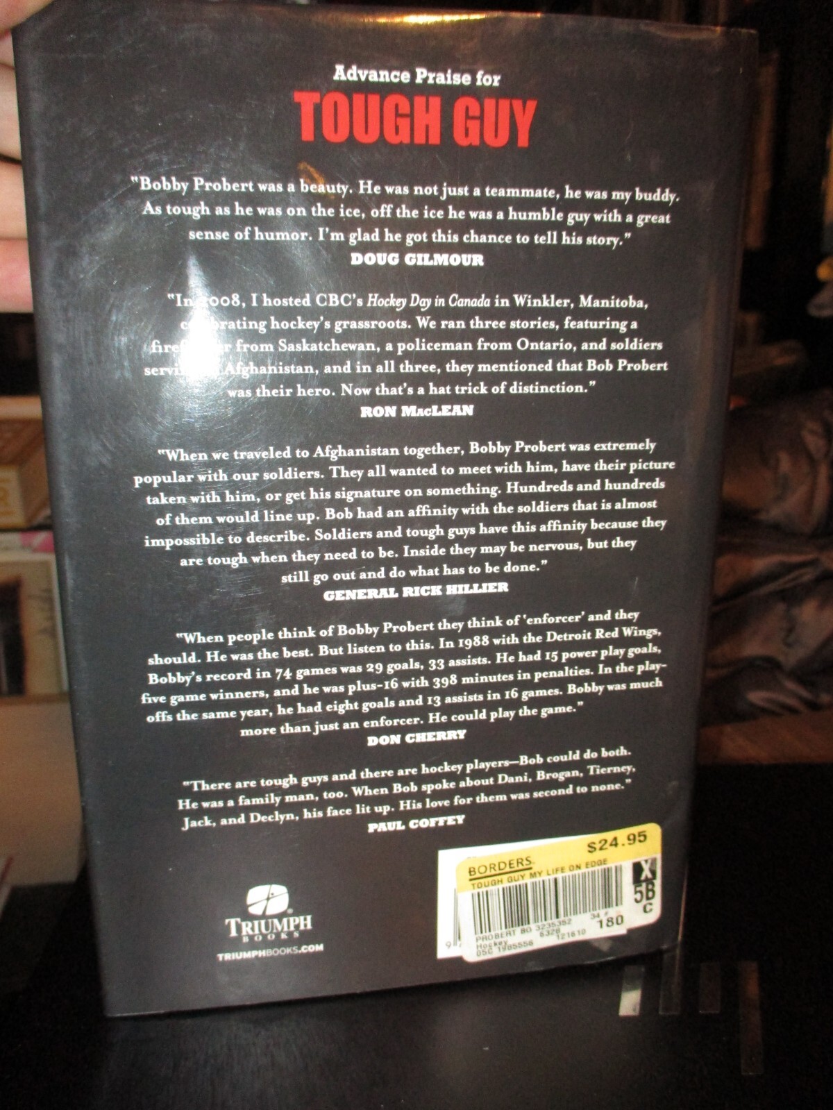 2010 BOB PROBERT Tough Guy Hardcover W/DJ Book DETROIT RED WINGS N.Mint ...