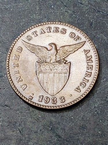 1933 M 1 Centavo Details Philippines US Manila Mint Bronze Coin One ...