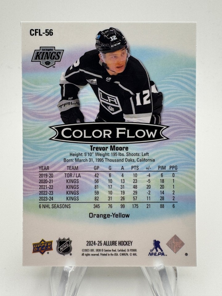2024-25 Allure Hockey TREVOR MOORE Orange-Yellow Color Flow Insert # ...