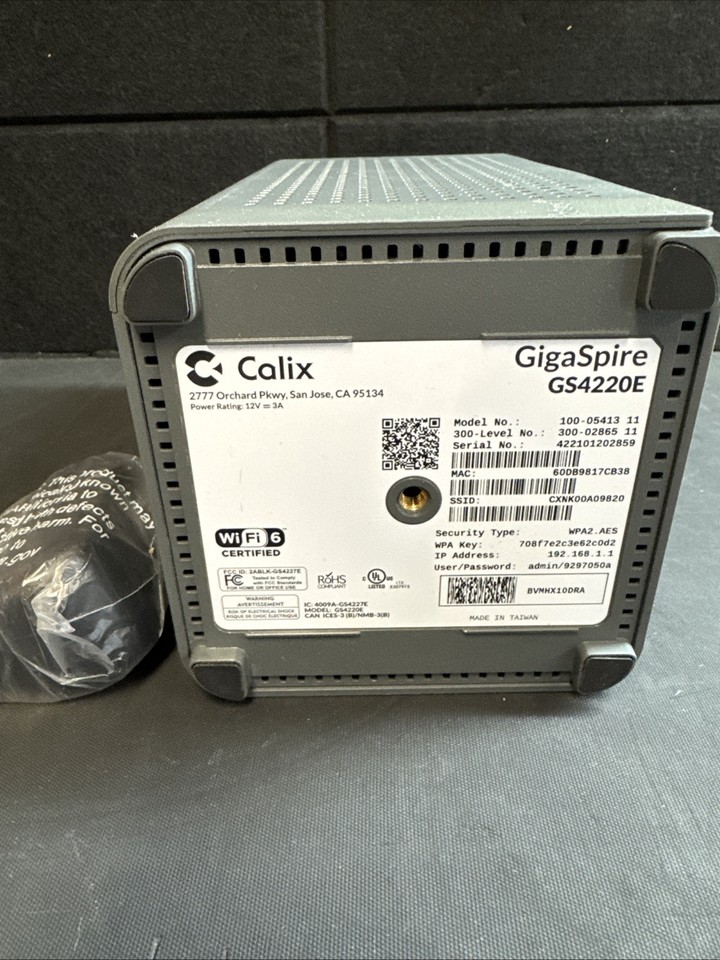 Calix GigaSpire BLAST (u6.1 GS4220E) 100-05413 WiFi6 Gigabit Router ...