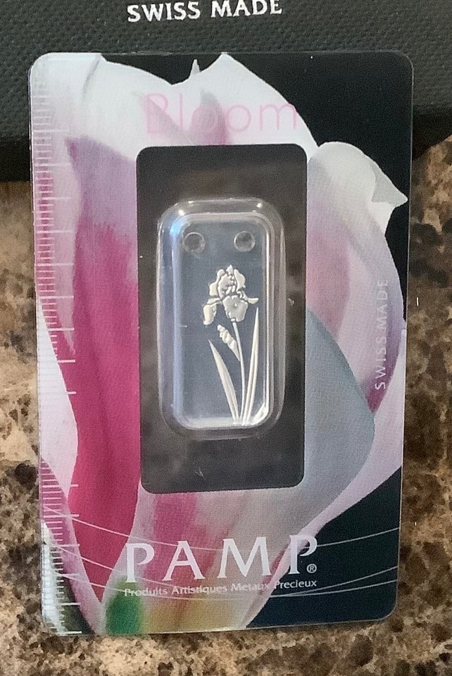 Pamp Swiss IRIS 1/5 oz .999 Silver Bar Pendant Necklace Charm with Box ...