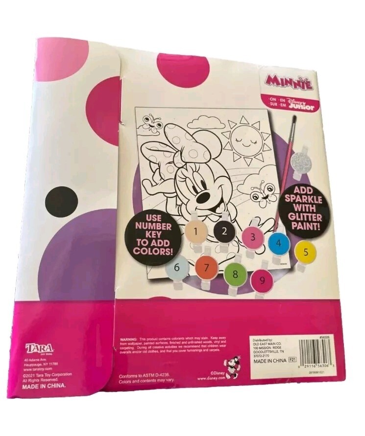 Disney Junior MINNIE Glitter Paint by Number - 1 Scene, 1 Paintbrush ...